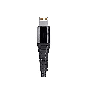 Monoprice Apple MFI Certified Lightning to USB Type A Charge & Sync Cable - Nylon-Braid, Durable, Kevlar-Reinforced, 1.5 Feet, Black - AtlasFlex Series