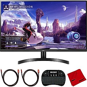 LG 27QN600-B 27 inch QHD 2560x1440 IPS Monitor with AMD FreeSync, HDR10 Bundle with 2.4GHz Wireless Keyboard, 2X 6FT Universal HDMI 2.0 Cable and Microfiber Cleaning Cloth