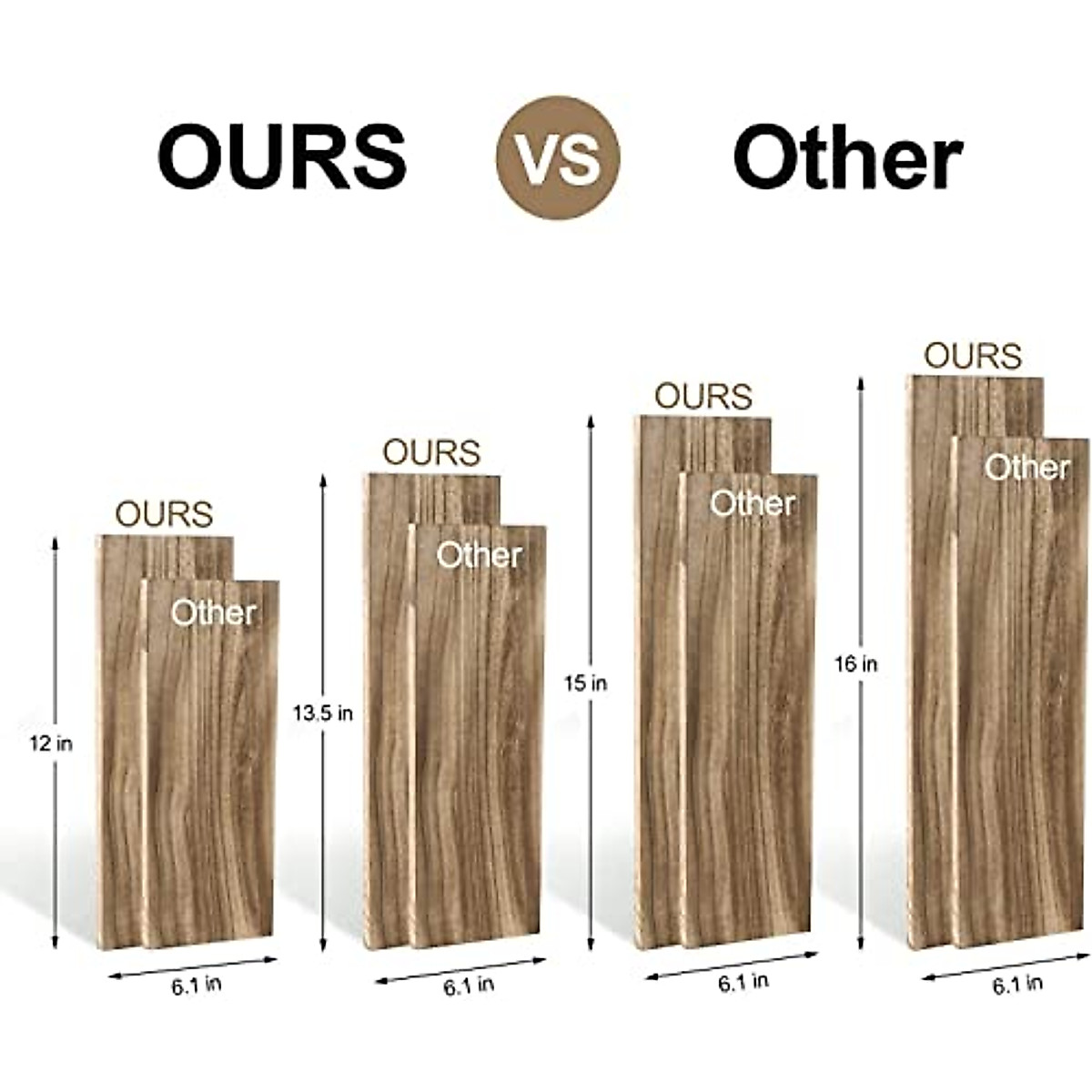 Klvied Floating Shelves Wall Mounted Set of 4, Rustic Wood Wall Shelves, Storage Shelves for Bedroom, Living Room, Bathroom, Kitchen, Office and More, Carbonized Black