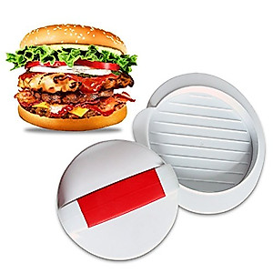 Burger Press Hamburger Maker Mould Machine Set BBQ Patty Juicy Regular Beef Maker Round Non Stick Mold Easy to Use White