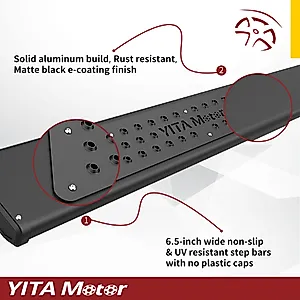 YITAMOTOR 6.5 Inches Running Boards Compatible with 2005-2023 Toyota Tacoma Double/Crew Cab (4 Full-Size Doors), Truck Side Steps Aluminum Nerf Bars