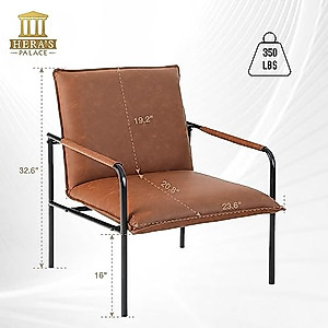 HERA'S PALACE Modern Accent Chair, Living Room Chairs with Arms, Mid Century Sitting Chair, Comfortable and Sturdy, Lounge Chair with Metal Leg for Bedroom, Living Room, Office (Pale Brown)