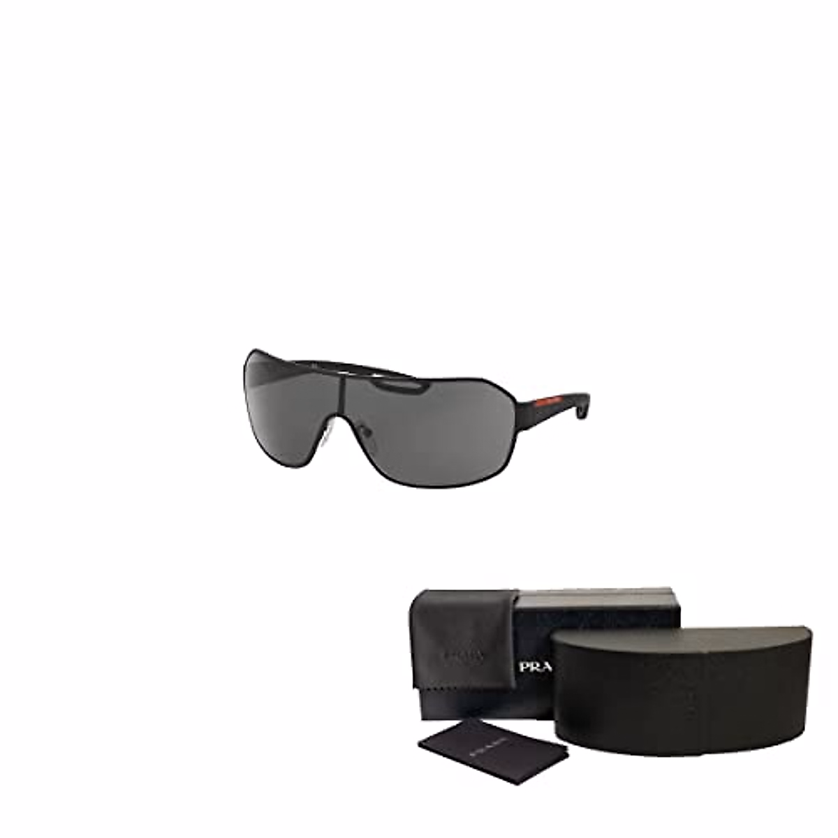 Prada PS52QS DG01A1 37MM Black Rubber/Grey Rectangle Sunglasses for Men + BUNDLE With Designer iWear Complimentary Eyewear Kit
