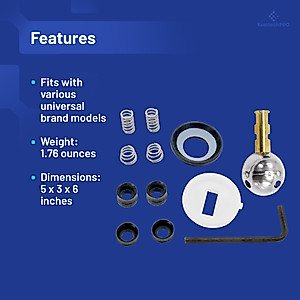 PLBDA02 EvertechPRO fits Delta Faucet Repair Kit Stainless Steel Ball, Tooling Replacement Cam, White Slot Hole and Black Parts, Allen Key, 4 Pcs Seal Kits, 4 Springs, fits Delta