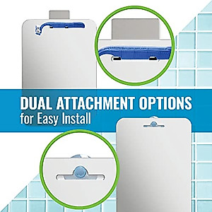 Stratazon Shower Mirror Fogless for Shaving, New Anti-Fog Replaceable Shields, Hard Water Resistant, 3m Razor/Mirror Hook, Ultra Suction, Easy Install, Shower Mirror, Large (7x10)