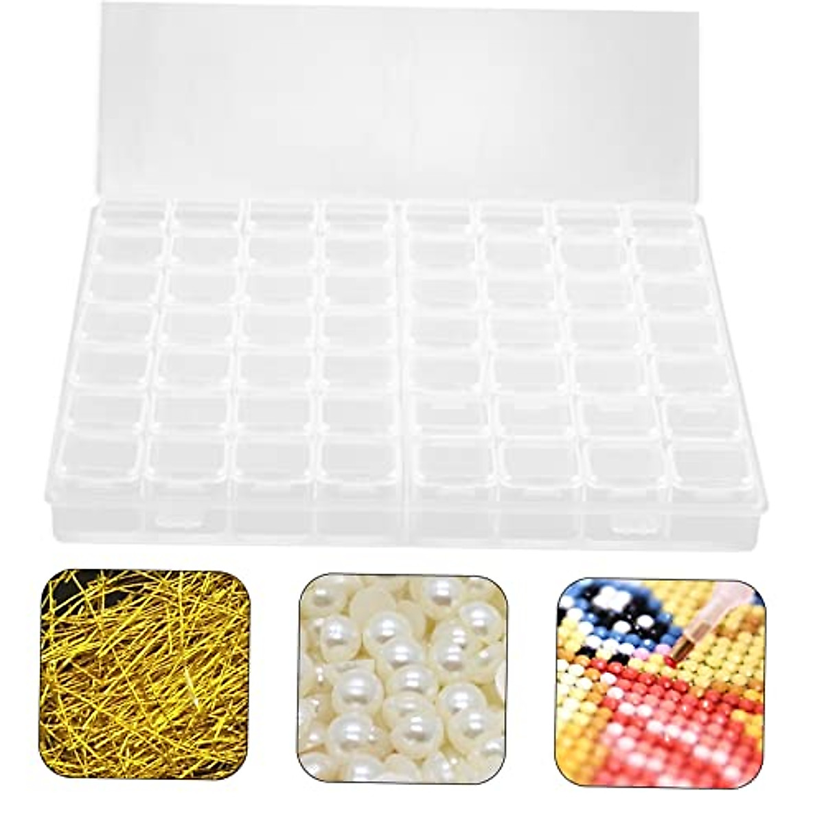 COHEALI 8 pcs Diamonds Stackable Sewing DIY Glitter Plastic Transparent Lids Nail Fishing Crafts Craft Diamond with Tackles Compartment Thread Embroidery Containers Clear Organizers Art