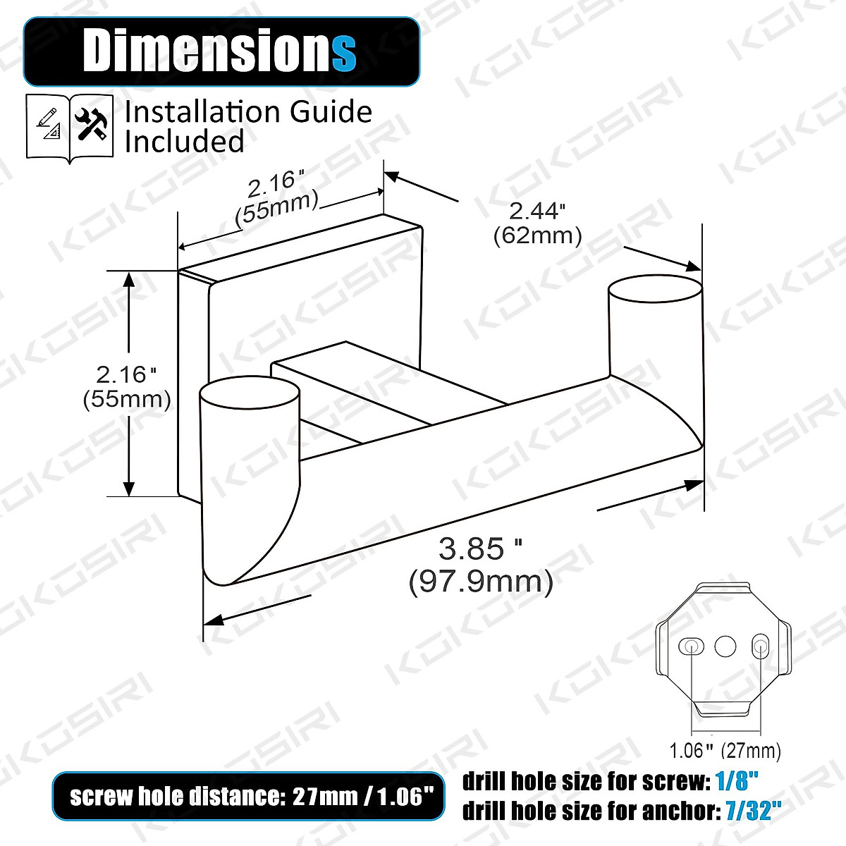 KOKOSIRI Robe Hooks Bathroom Double Towel Coat Hook for Bath Kitchen Hardware Wall Mounted, 2 Pack Oil Rubbed Bronze Stainless Steel B1015ORB-P2
