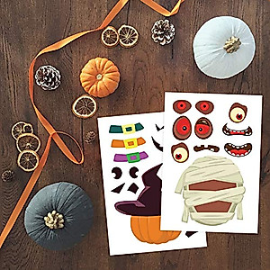 Halloween Stickers Crafts for Kids - Pumpkin Zombie Mummy - Party Games Favors Supplies Decorations 24Ct