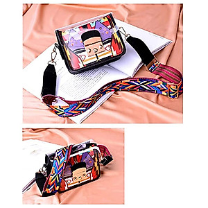 mothgel Women Mini Transparent PVC Plastic Crossbody Summer Durable Shoulder Bag (Black)