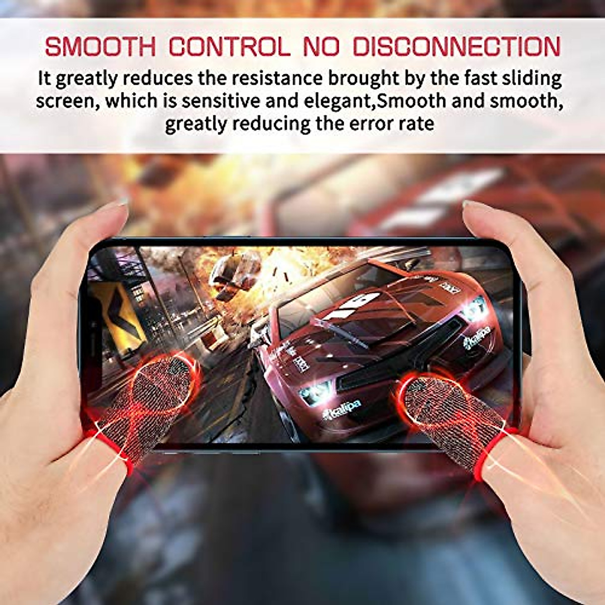 Newseego Finger Sleeve Sets for Gaming Mobile Game Controller Thumb Sleeves [20 Pack], Anti-Sweat Breathable Touchscreen Sensitive Aim Joysticks Finger Set for Rules of Survival/Knives Out (Red)