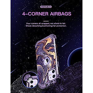 LONTECT for iPhone 12 Case/iPhone 12 Pro Case Shockproof 3 in 1 Heavy Duty Hybrid Sturdy High Impact Rugged Durable Protective Cover Girls Women Case for Apple iPhone 12/12 Pro,Marble/Dark Purple