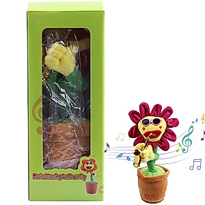 SKSTECH Musical Sing and Dancing Sunflower Soft Plush Funny Creative Saxophone Singing Toy (Pink)(Check Seller Name)