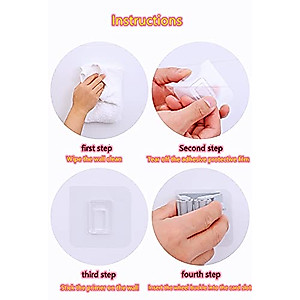 ZRFAMILY 4 Pack No Hole Hanging mop Rack, Bathroom mop Hook, Bathroom Hook, Broom Rack, Card Holder, mop Clip