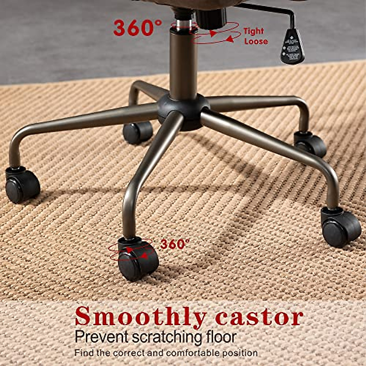 ovios Chair with Mid Back Support Armrest Executive Rolling Swivel Height Adjustable Task Chair for Home Office Desk Computer,Living Room,Studying (Brown)