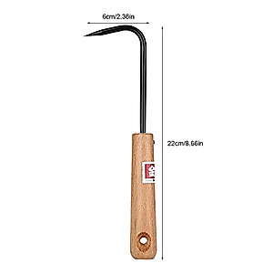 Bonsai Hook Sturdy Manganese Steel Gardening Hook Handle Bonsai Root Hook with Comfortable Wooden Handle Cutter Tools