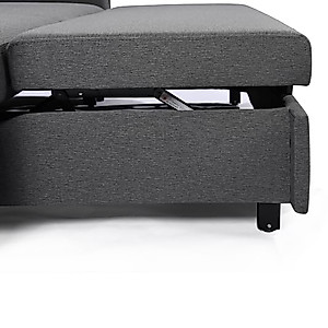 74.5" W Futon Loveseat W/Pull Out Sleeper Couch Bed and 2 Pillows,3 in 1 Reclining Backrest Love Seat Convertible Queen Size Sleeper&Sofabed for Home Apartment Office Living Room