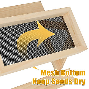Solution4Patio Chickenic Table Handmade Wooden Picnic Table Chicken Feeder, Duck Feeder, Mesh Bottom, Easy to Clean and Fill, 15.7" W x 14.9" D x 8.6" H, Functional and Funny, Garden Gift, B807A00