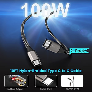 45W USB-C Charger, 2-Pack 45 Watt Samsung Super Fast Charger Type C Wall Charging Block with 2X 10FT Type C Cable for Samsung Galaxy S23 Ultra/S23/S23+/S22 Ultra/S22+/S22/S20/S21,Note 10/20,Tab S9/S8