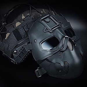 Guayma Airsoft Paintball Mask Tactical Full Face Cyberpunk Mask with Balaclava Headgear for CS Halloween Cosplay Costume Movie Props,Camo