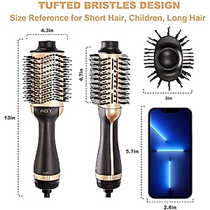 Hot Air Brush, 4 in 1 Hair Dryer Brush & Volumizer, One Step Blow Dryer Suitable for Straight and Curly Hair, Ceramic Coating Achieve Salon Styling at Home 1200W