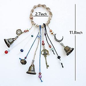Witch Bells for Door Knob for Protection Wiccan Runes Witchy Things Wall Witchcraft Decor Pagan Home Brass Bells Hanging Altar Supplies