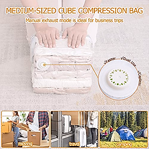 Cube Vacuum Storage Bags Space Saver Vacuum Seal Bags Large Compressed Vacuum Bags for Comforters, Blanket, Clothes, Bedding, Sheet, Pillow, Closet Organizers (3 Medium, 3 Large)