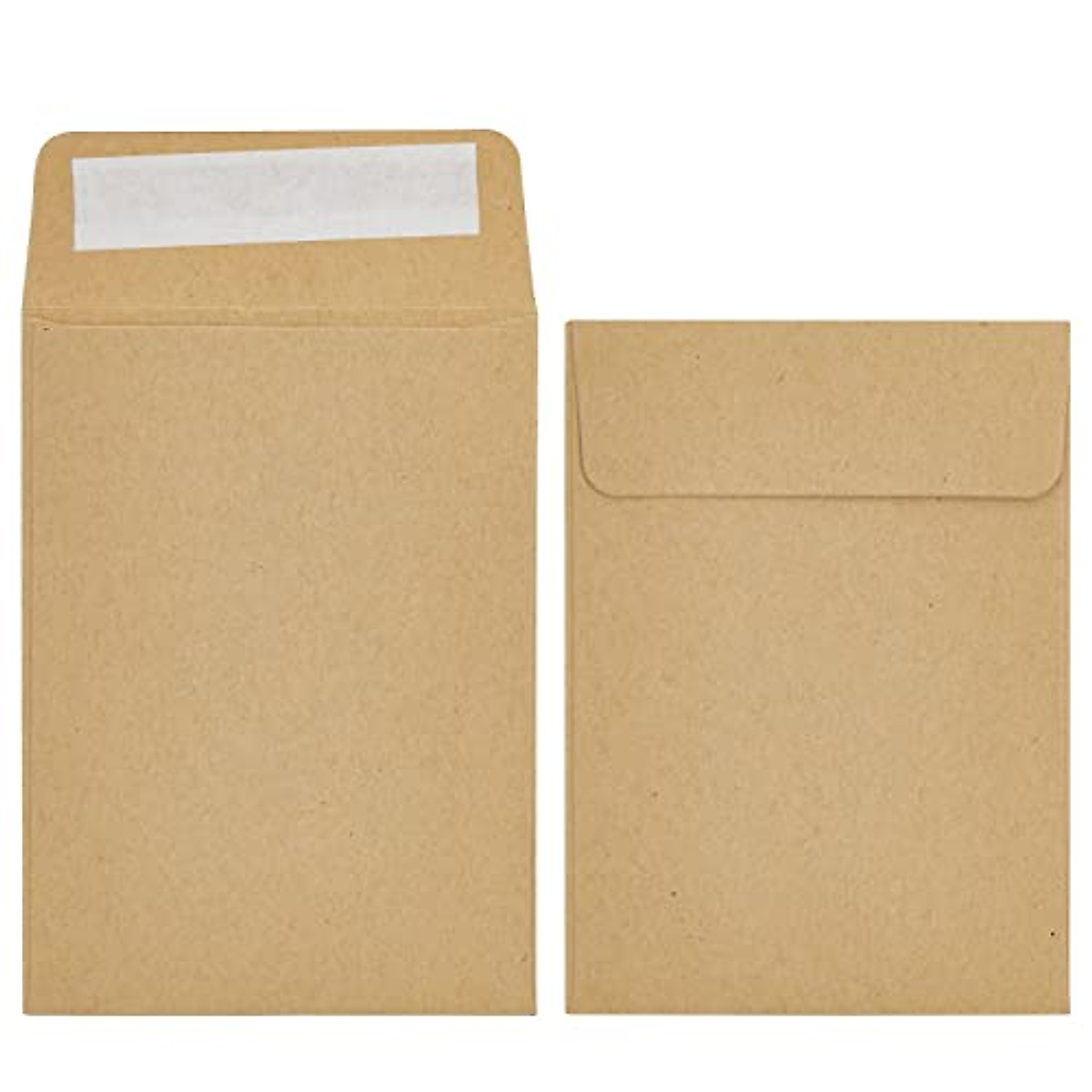 100 Pack Small Seed Saving Envelopes, Bulk 3x4 Empty Paper Packets with Adhesive for Coins, Stamps (Brown)