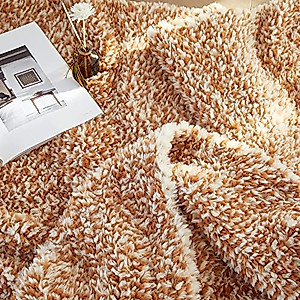 Lynnlov Throw Blanket, Super Soft Fuzzy Blanket for Couch, Sofa, Bed, Washable Lightweight Faux Rabbit Fur Blanket, Fluffy Thick Shaggy Warm Blanket with Laundry Bag, 50" x 60", Orange