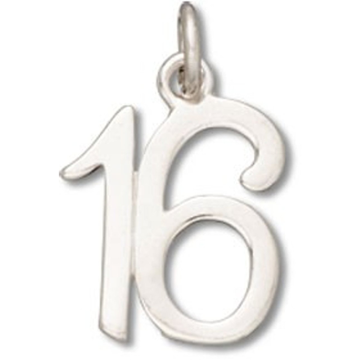 Sterling Silver Number 16 Sixteen Charm