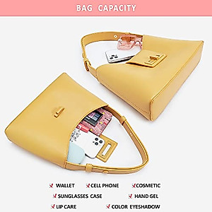 Like Dreams Womens Vintage Shoulder Bag Vegan Leather Crossbody Purse Adjustable Strap Turn Lock Fashion Handbag (Mustard)