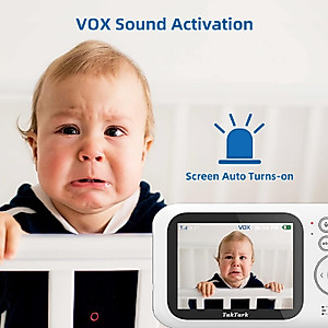 TakTark Baby Monitors, BM802 3.2" Video Baby Monitor with Camera and Audio, No WiFi, Night Vision, 2 Way Audio, Remote Pan & Tilt, VOX Sound Detection, Ideal for New Parents