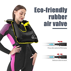 Rrtizan Snorkel Vest, Adults Portable Inflatable Swim Vest Jackets for Snorkeling Swimming Diving Safety(Back)