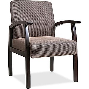 Lorell Chair, 23.5D x 22.3W x 9H in, Taupe/Espresso Frame