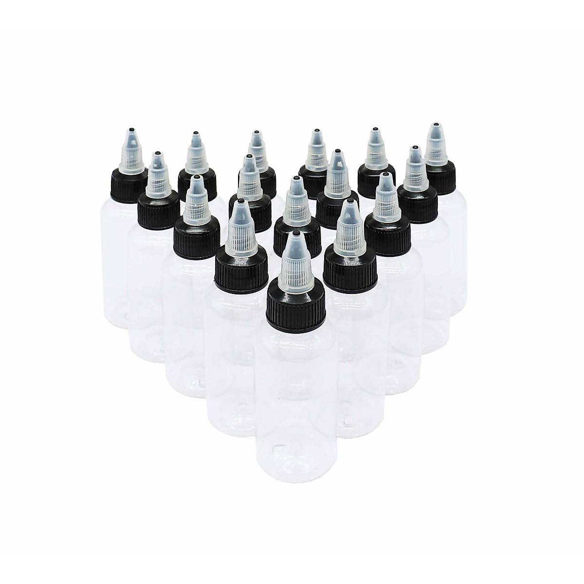 HuoHuo 16Pcs 2 oz Bottles,PET Plastic Extruded Liquid Bottle,Hard Plastic Extruded Liquid Bottle,dropper,dispensing bottle,Laboratory wash Bottle,Watercolor Pigment Bottle, Ink Discharge Bottle(60ml)