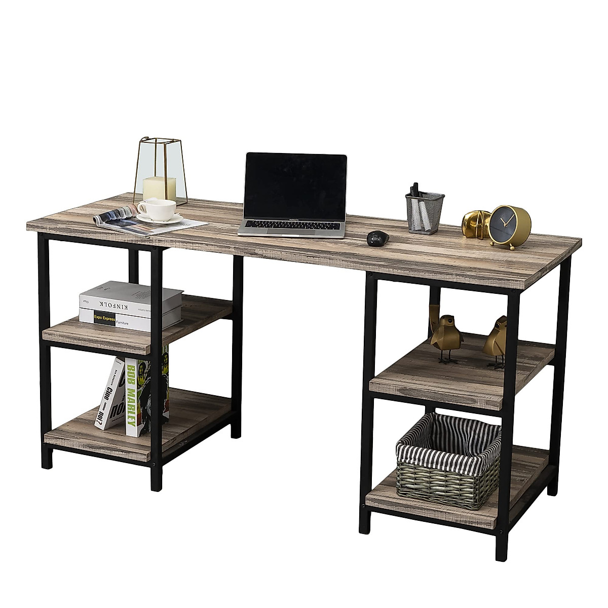 yoptote, Trestle, Modern Simple Style Study Work Game, Workstation Home Office Table Computer Desk, Gray