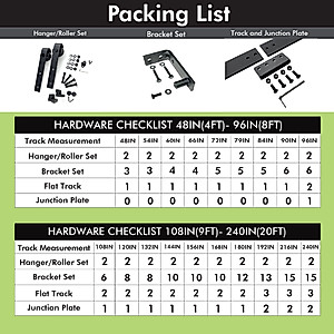 Homacer Black Rustic Ceiling Mount Non-Bypass Sliding Barn Door Hardware Kit, for Two/Double Doors, 10ft Long Flat Track, Interior Use Only (Doors are not Included)