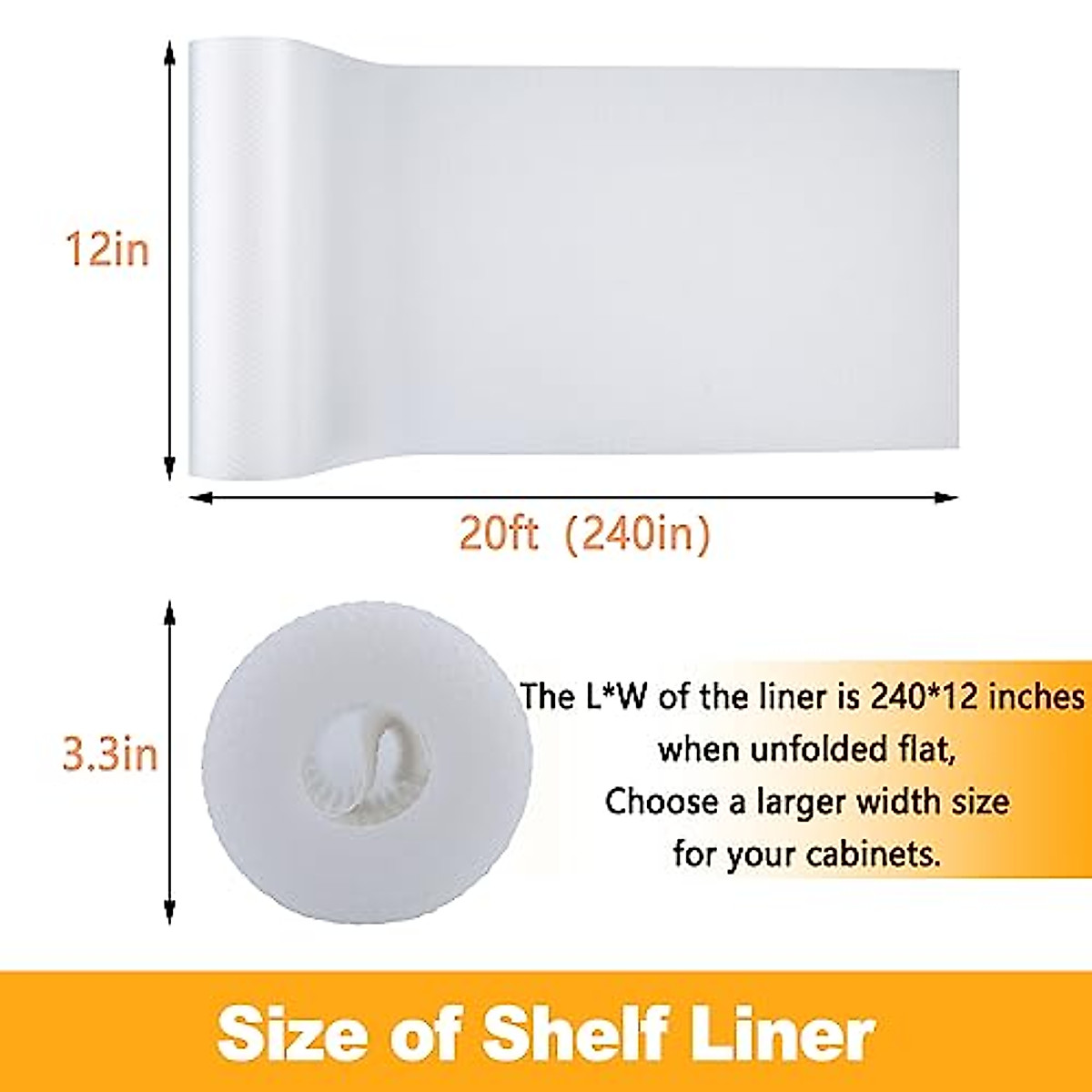 Corodo Shelf Liner for Kitchen Cabinets, 12 Inch x 20 FT, Non Adhesive Drawer Liner, Washable Cabinet Liner, Waterproof Non Slip Refrigerator Liners (Clear)