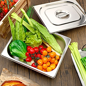 Thenshop 8 Set Stainless Steel Hotel Pans Steam Table Pan with Lids 4 inch 1/2 Half-Size Restaurant Pans Anti Steam Table Pan for Hotel Food Buffet Event Catering Supplies (Classic)