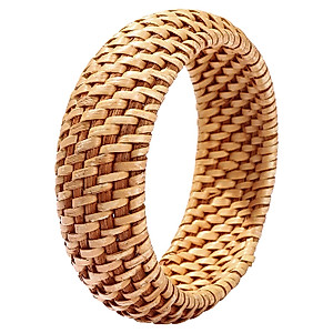 HEIDKRUEGER Rattan Bracelet For Women Girls Handmade Lightweight Straw Wicker Braid Woven Bangle Bracelet Summer Statement Chunky Bracelet (Rattan B)