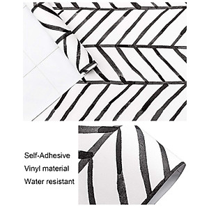 Taogift 17.7x117 Inches Peel and Stick Vinyl Black and White Striped Geometric Contact Paper Wallpaper for Walls Shelves Cabinets Dresser Drawer Furniture Decal Removable
