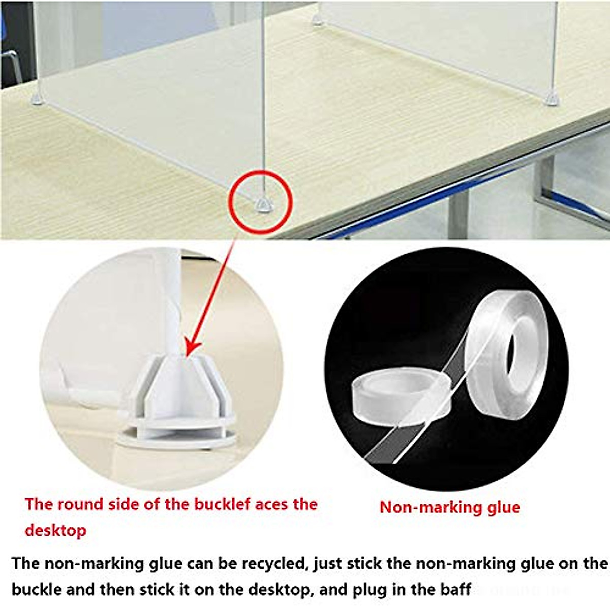 ZYQDRZ Transparent Insulating Board Protective Partition, Baffle Folding Transparent Desk, No Nails and No Drilling, Suitable for Restaurants, Restaurants, Desks,Clear,463636cm