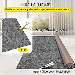 Happybuy Gray Marine Carpet 6 ft x 13.1 ft Boat Carpet Rugs Indoor Outdoor Rugs for Patio Deck Anti-Slide TPR Water-Proof Back Cut Outdoor Marine Carpeting Easy Clean Outdoor Carpet Roll