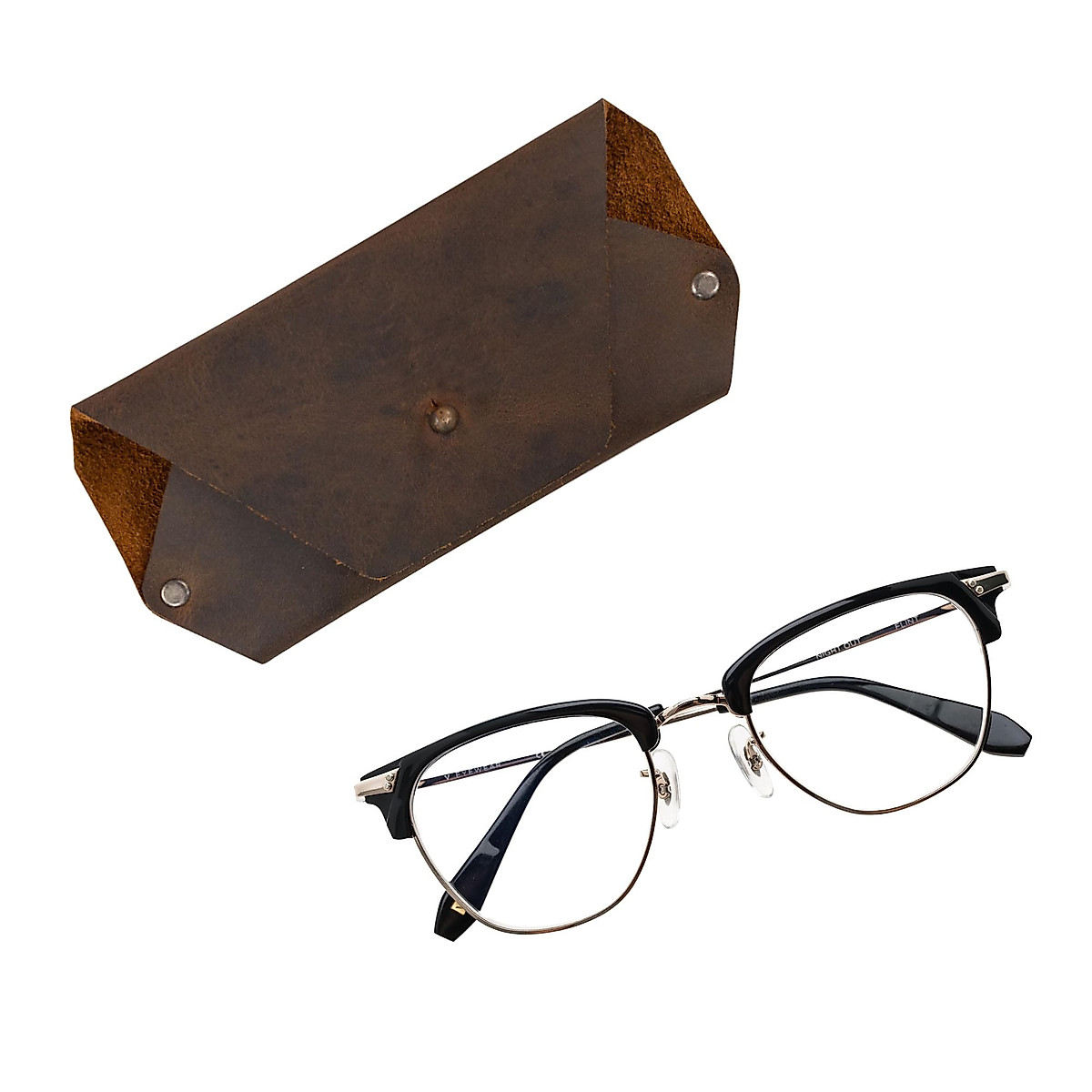 Hide & Drink, Sunglasses Minimalist Sleeve Case Protector, Eyewear Pouch, Great for Outdoors & Traveling, Full Grain Leather, Handmade, Bourbon Brown