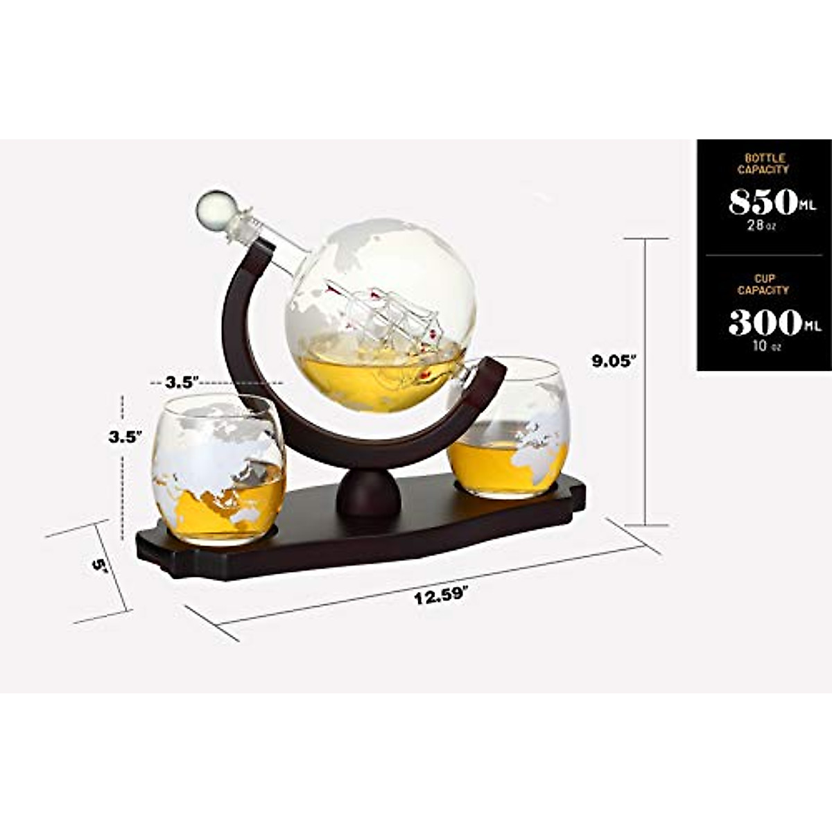Verolux Whiskey Decanter 2 Sets in Gift Box - Christmas Holiday, Birthday gifts for men and women - Home Bar Accessories for Bourbon, Scotch, Liquor, Whisky, Gin, Rum, Tequila, Vodka and Brandy