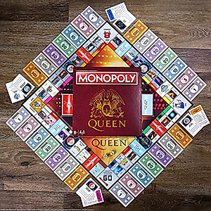 Monopoly Queen | Collectible Monopoly Game Featuring British Rock and Roll Band | Custom Game Board Featuring Familiar Artwork, Arenas, and More