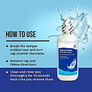 Aqua Naina (12 x 4Fl Oz) - Preservative Free Sterile Saline Solution - Unisol 4 Replacement - for Rinsing Soft and Hard Contact Lenses