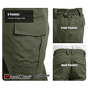 MAGCOMSEN Mens Cargo Pants Tactical Pants with Pockets Quick Dry Fishing Pants Lightweight Breathable Pants Mountain Pant for Men Green