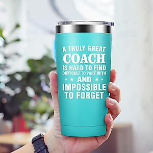 KIKERRO Best Soccer Coach Gifts for Men, Football, Softball, Swim, Basketball, Cheer - Funny Gift Idea for Appreciation, Christmas, Birthday, 20oz Insulated Coach Tumbler, Black