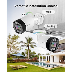 Veezoom Security IP Camera, 2 Way Audio 5MP PoE Security Camera, Full-Color Night Vision, Al Human Detection, Supports up to 256GB Micro SD, IP66 Weatherproof Outdoor Surveillance Cameras