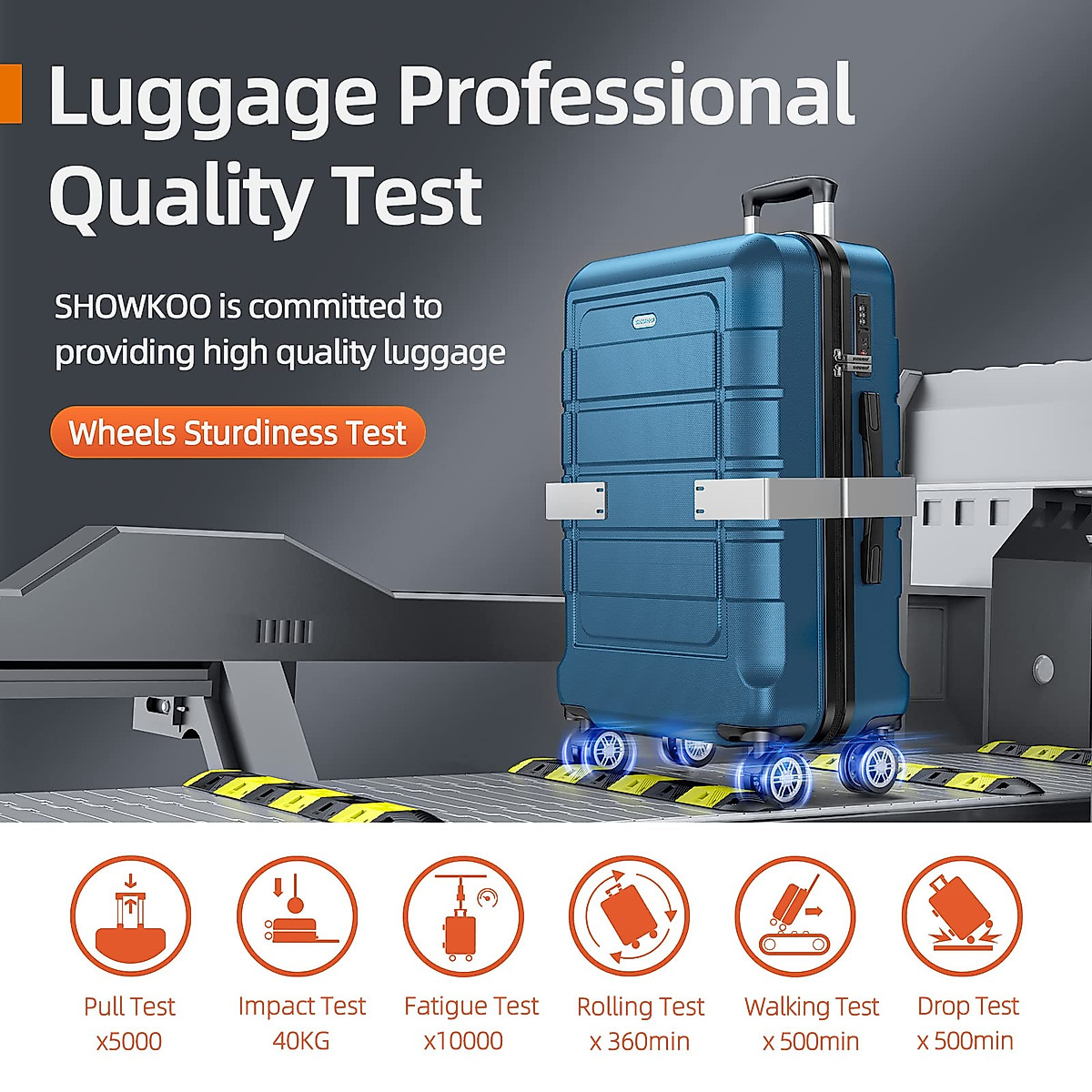 SHOWKOO Luggage Sets Expandable PC+ABS Durable Suitcase Sets Double Wheels TSA Lock 4 Piece Luggage Set Navy